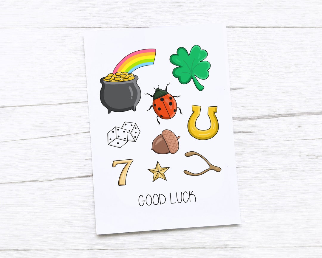 Good Luck Card | Good Luck Charms | Lucky Symbols - Etsy UK