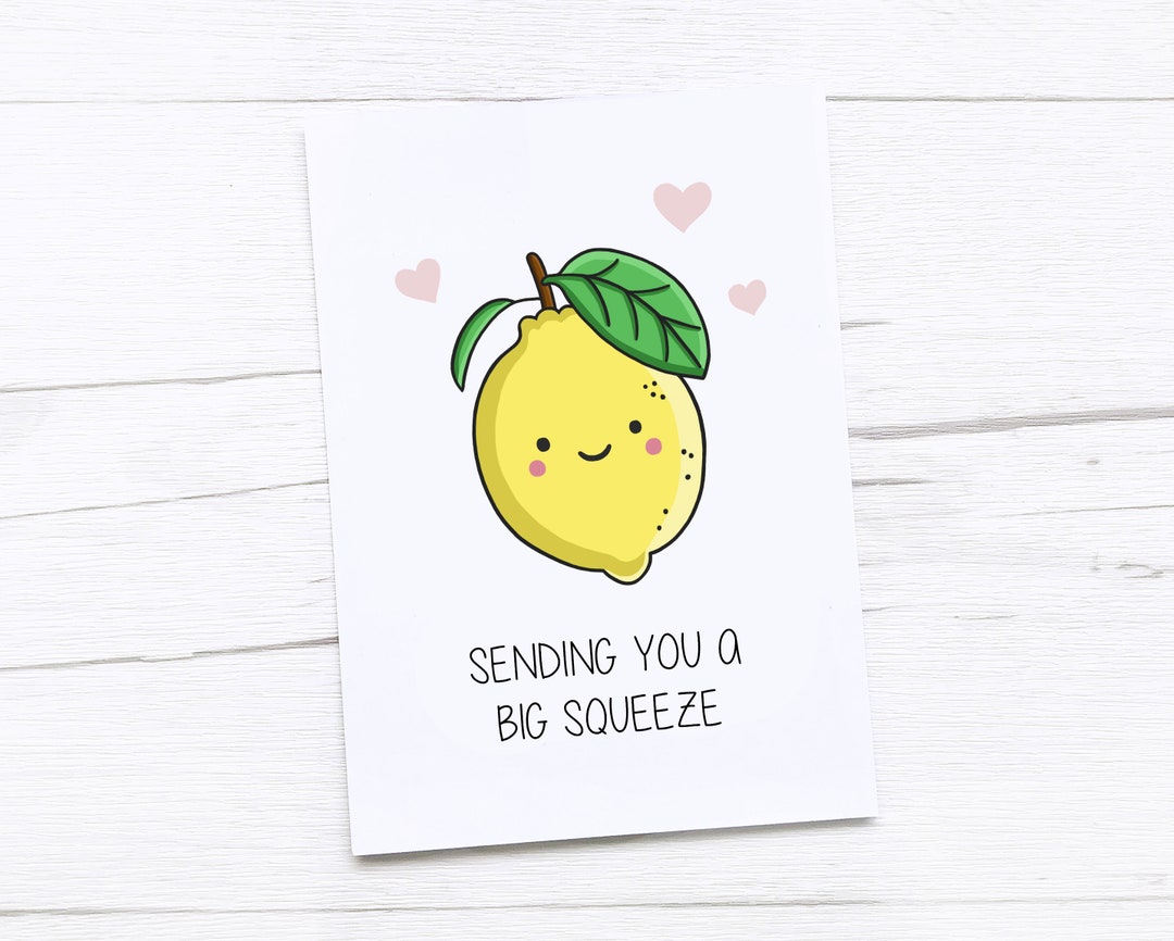 Thinking of You Card | Lemon | Sending a Big Squeeze - Etsy
