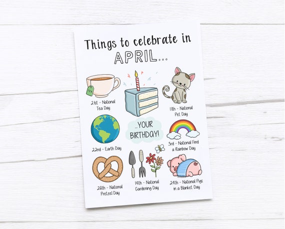 April Birthday Card Born in April April Birthday - Etsy