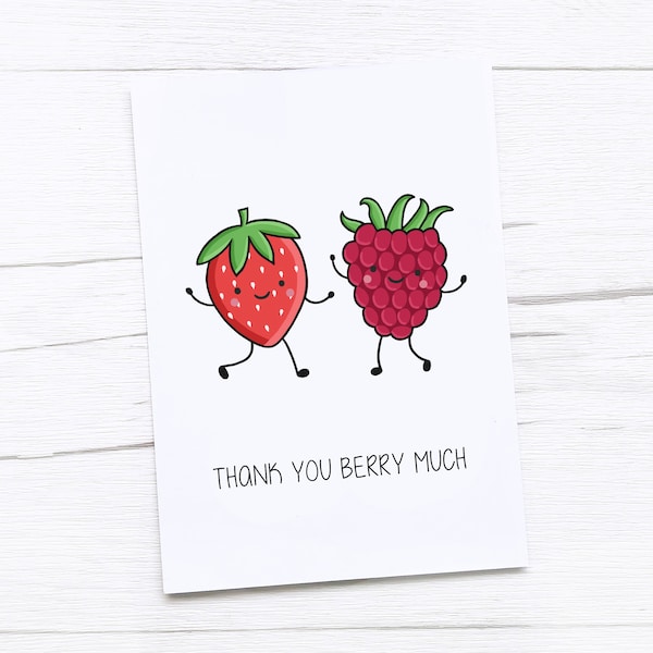 Thank You Berry Much Thank You Card - Etsy