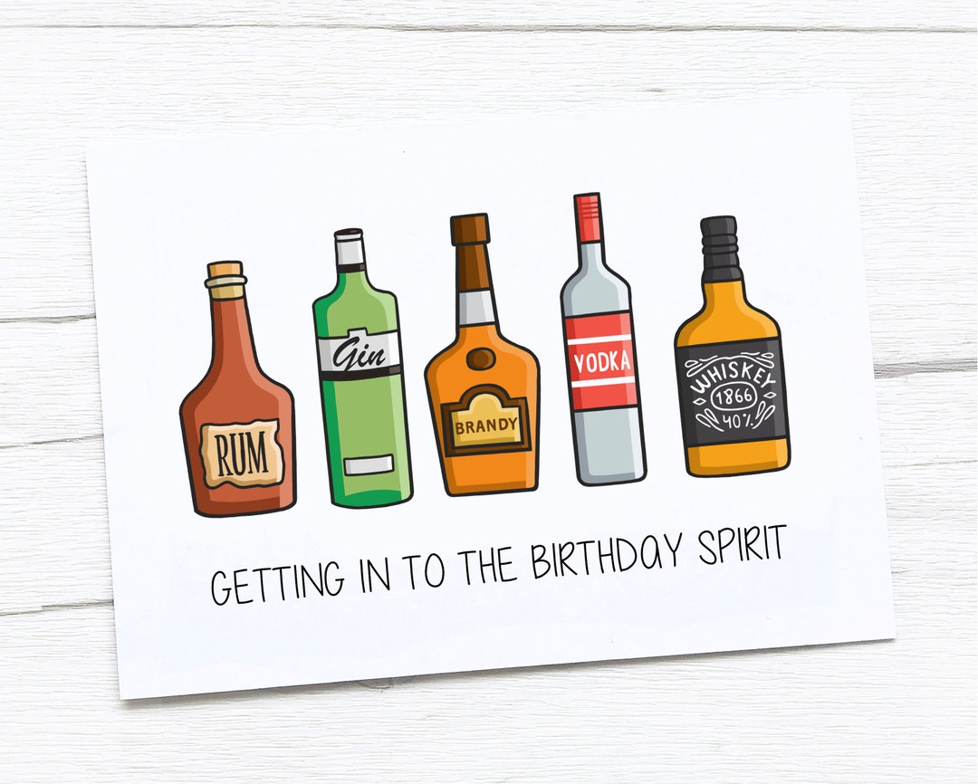 Happy Birthday Card | Birthday Spirit | Alcohol - Etsy