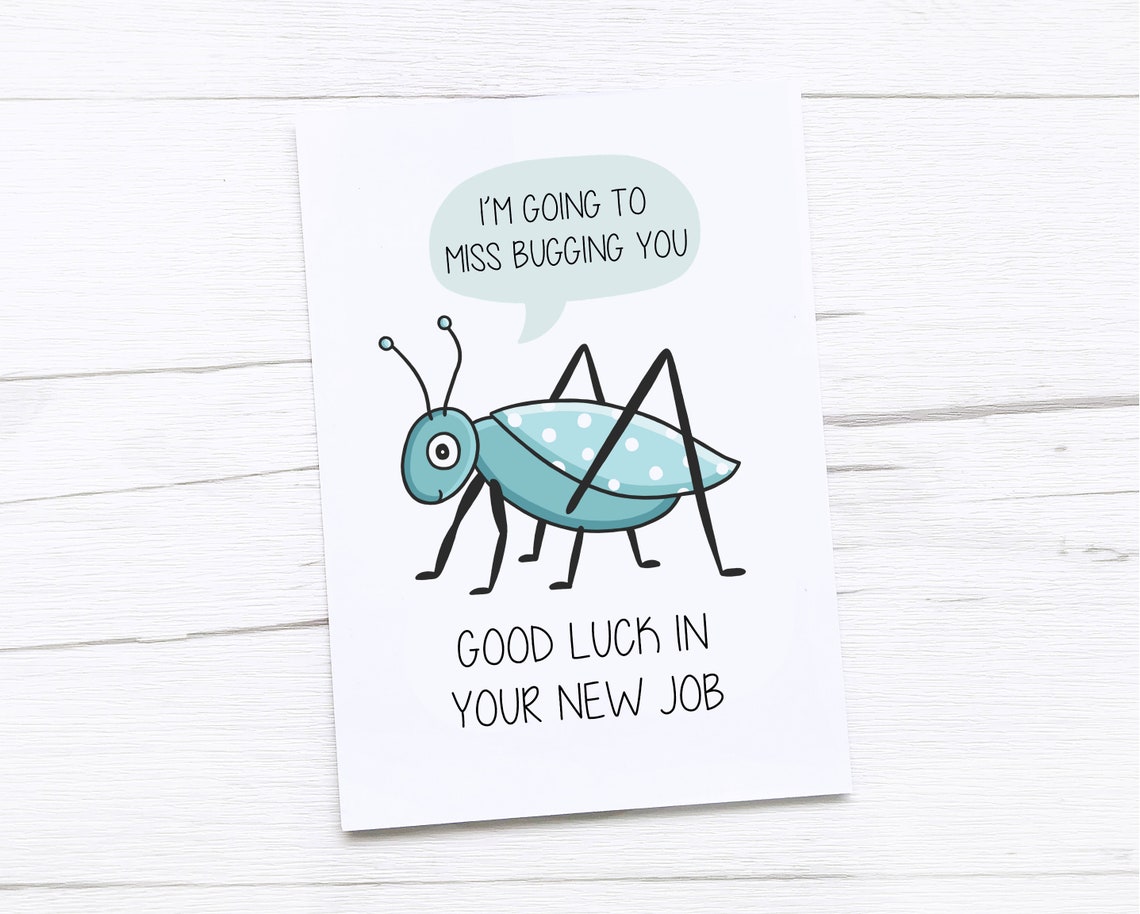 New Job Card Good Luck Card Miss Bugging You - Etsy UK