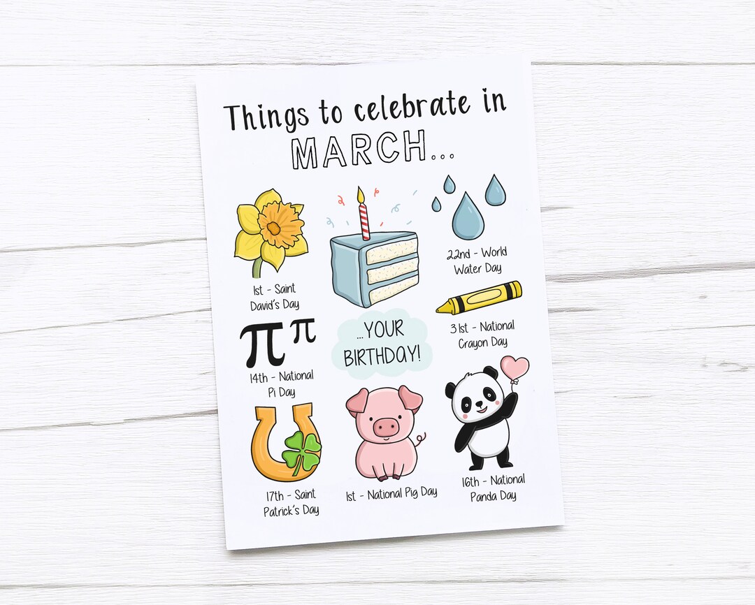March Birthday Card | Born in March | March Birthday - Etsy