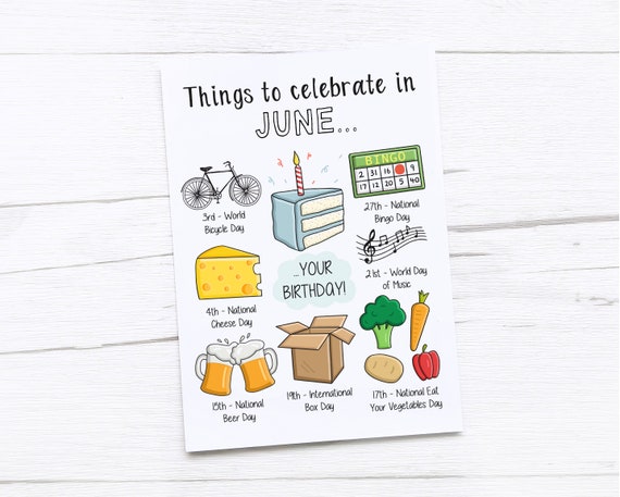 June Birthday Card Born in June June Birthday - Etsy