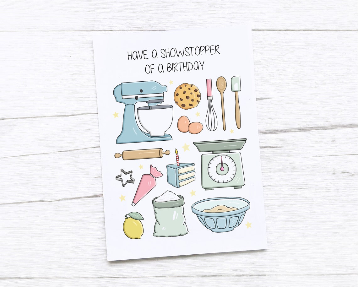 Baking Birthday Card Happy Birthday Card Great British - Etsy