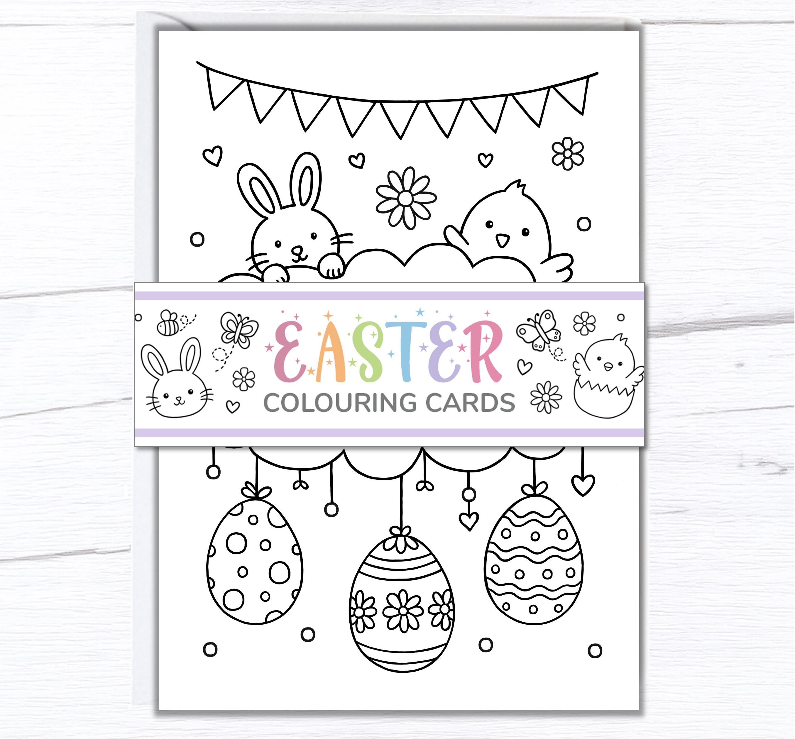 Easter Colouring in Cards | Easter Card Pack | Pack of Colour in Cards ...
