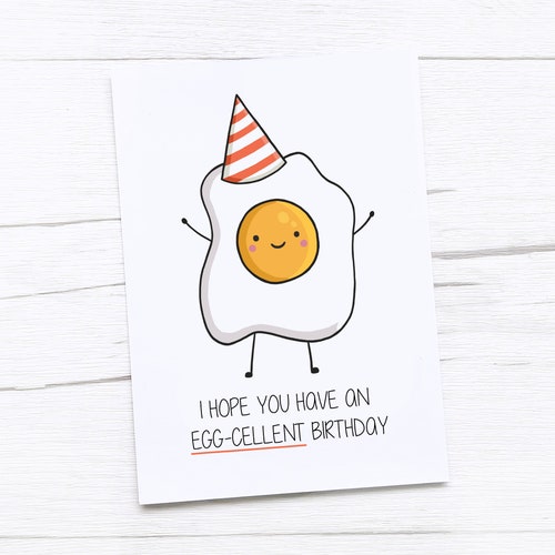 Happy Birthday Card Egg Excellent Birthday | Etsy