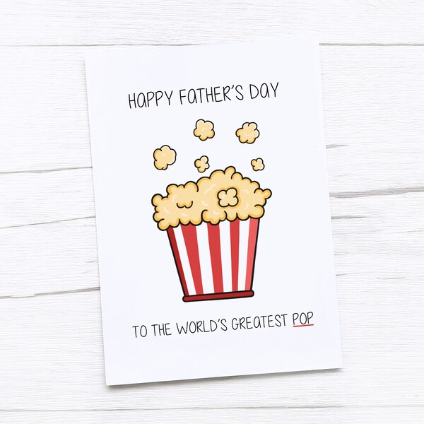 Popcorn Fathers Day Card - Etsy