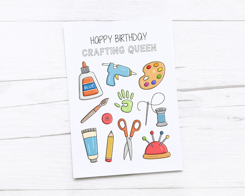Happy Birthday Card | Crafting Queen | Craft Lady | Craft - Etsy UK