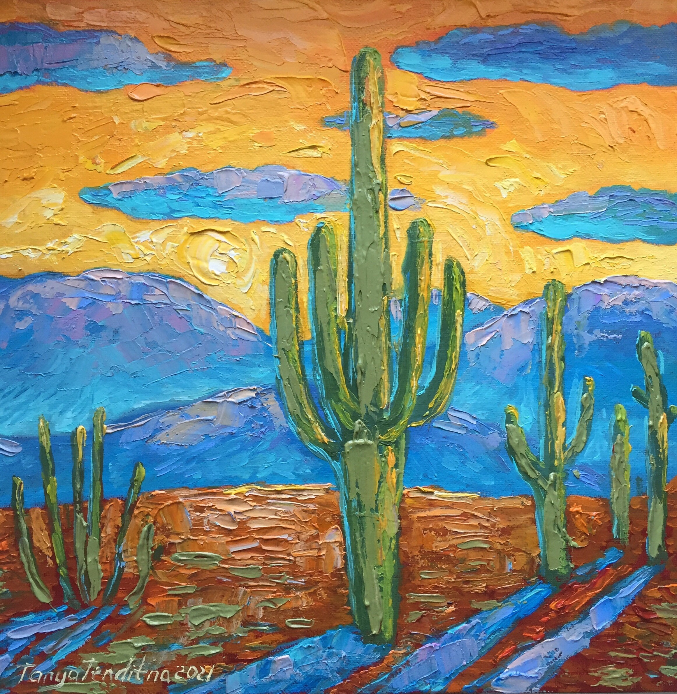 Desert Painting Original Canvas Artwork Desert Textured | Etsy