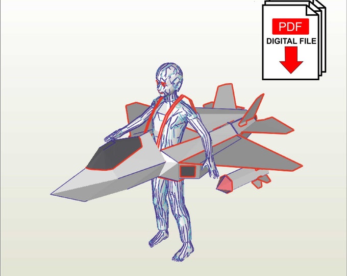 Jet Fighter Kids Costume Digital Templates for Cardboard Build - Etsy