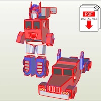 OPTIMUS PRIME Template. DIY Plans for Making a Cardboard Helmet. - Etsy ...