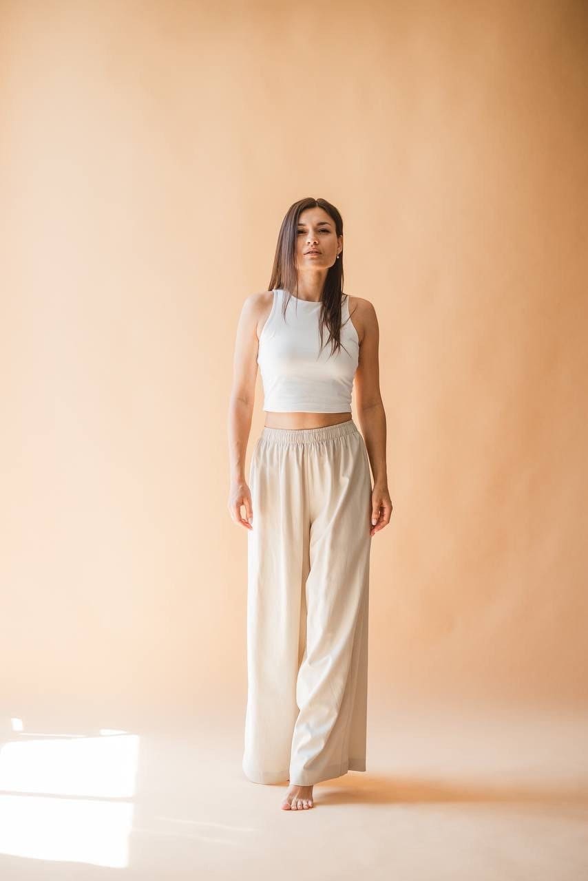 MUSLIN/LINEN TROUSERS Black Linen Joggers Trousers of Free - Etsy