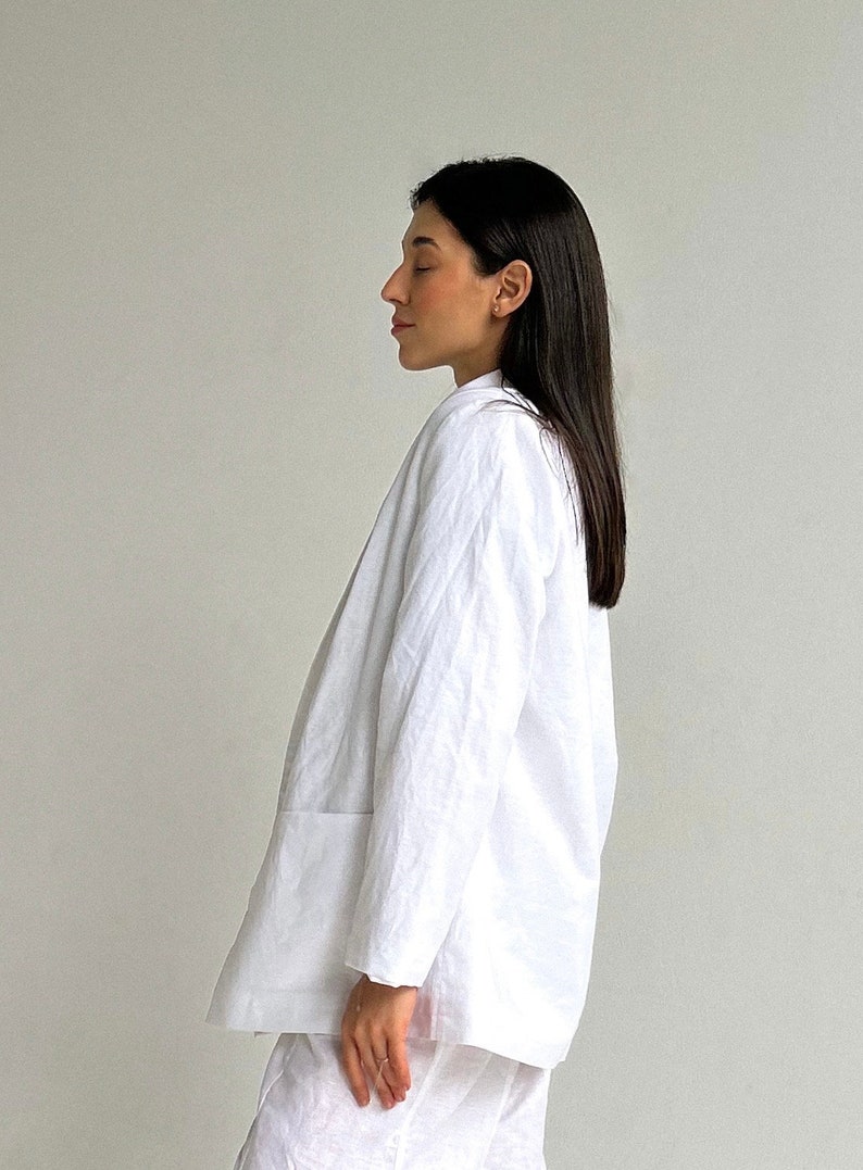 ORGANIC LINEN JACKET , White Linen Summer Jacket for Women, Linen ...