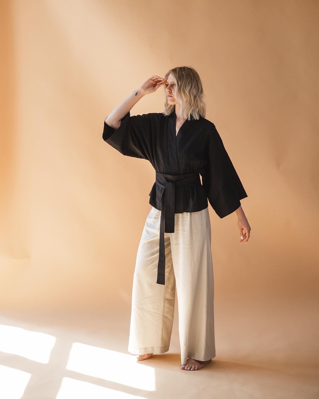 ORGANIC LINEN ROBE, Short Linen Robe, Robe for Women, Linen Robe is ...