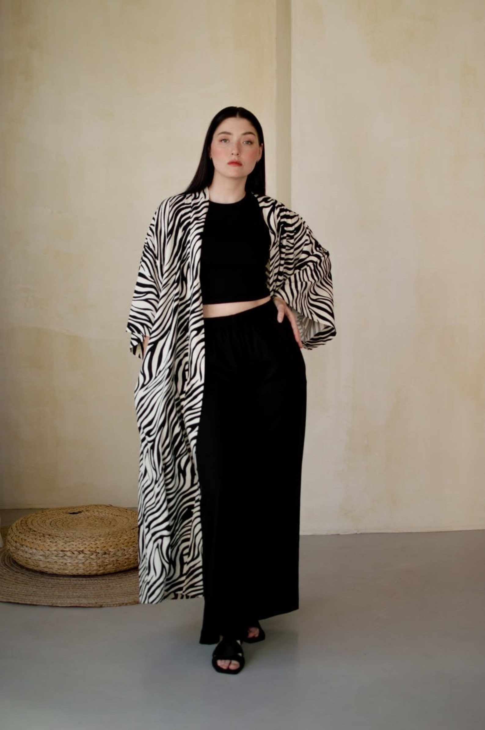 LINEN ZEBRA PLUS Size Kimono, Animal Print Dress, Boho Zebra Robe, Rave ...