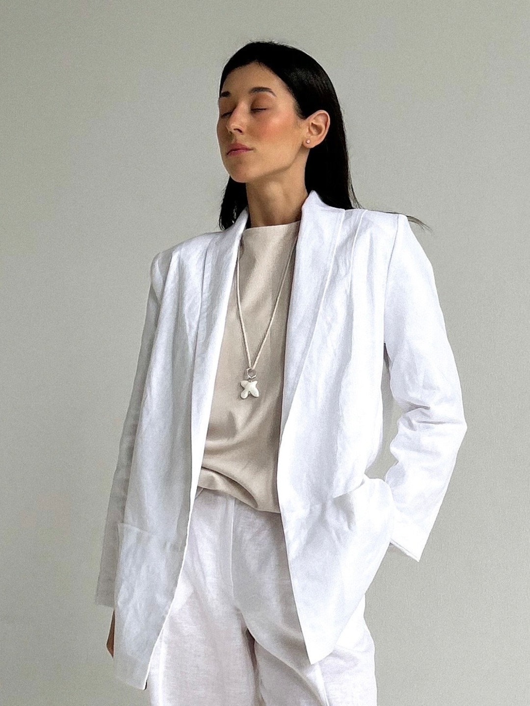 ORGANIC LINEN JACKET , White Linen Summer Jacket for Women, Linen ...
