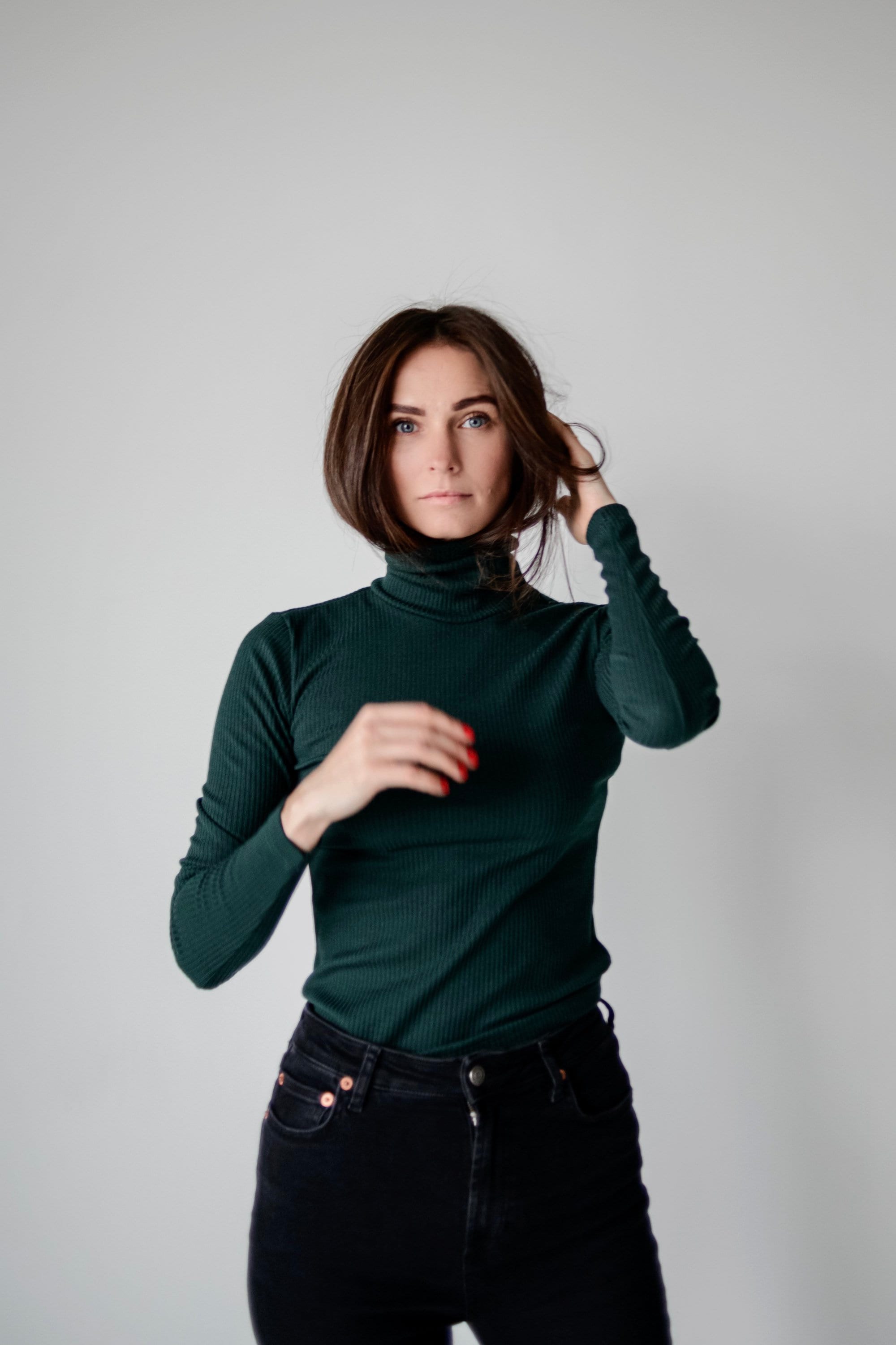 WOMENS TURTLENECK, Slim-fit Turtleneck, Long Sleeve Ribbed Stretch ...