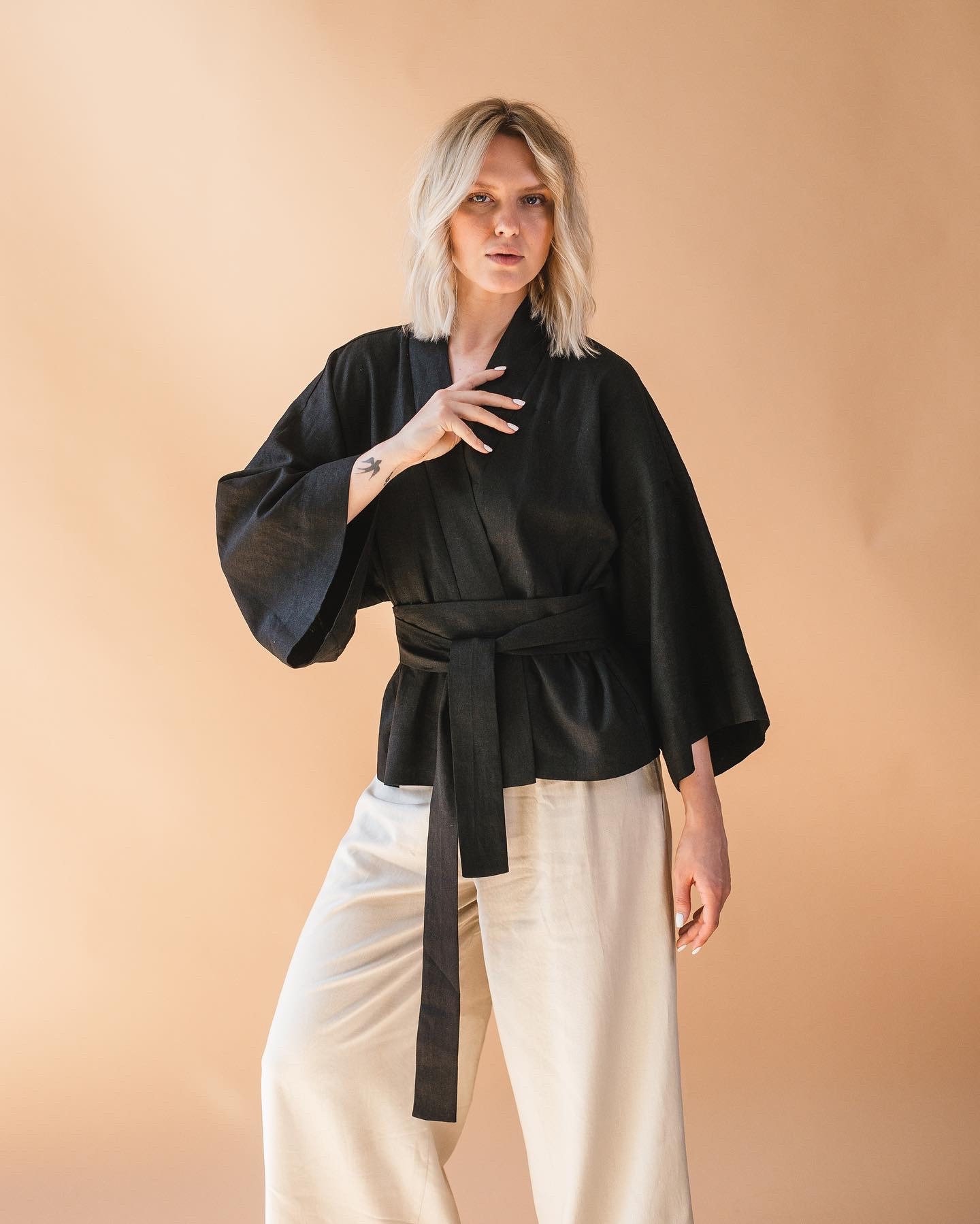 ORGANIC LINEN ROBE, Short Linen Robe, Robe for Women, Linen Robe is ...