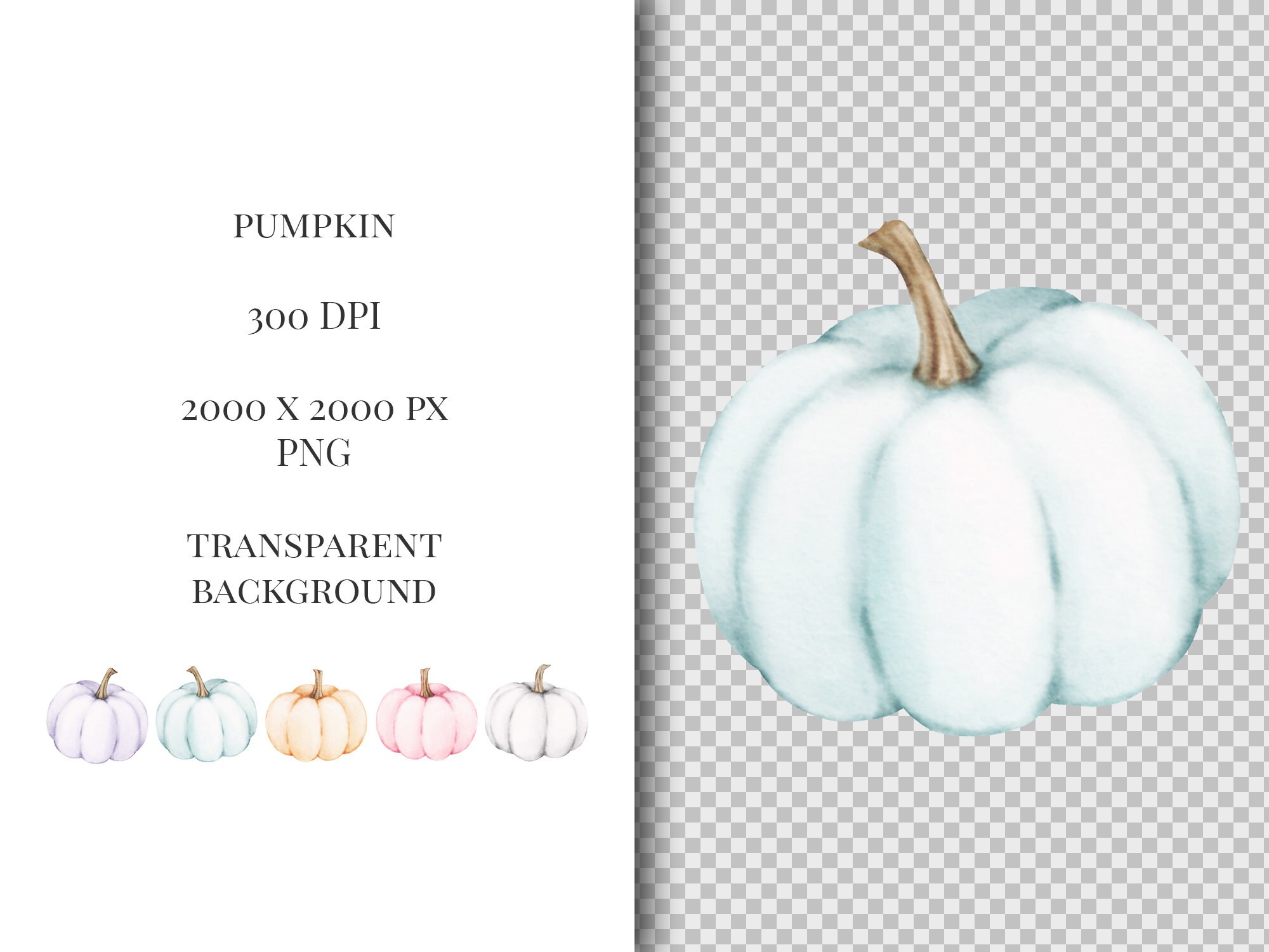 Pumpkin Fall Clipart. Boho Pumpkin Clipart Watercolor - Etsy