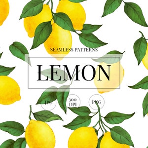 Lemon Seamless Pattern Png. Digital Paper Lemon 12x12 In. Citrus ...