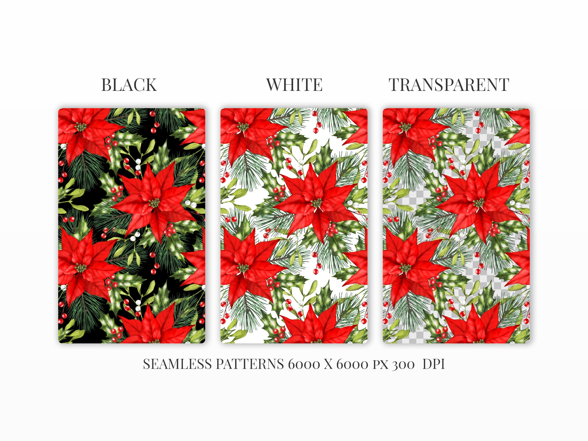 Poinsettia Seamless Pattern. Red Poinsettia, Watercolor Christmas ...