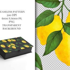 Lemon Seamless Pattern Png. Digital Paper Lemon 12x12 In. Citrus ...