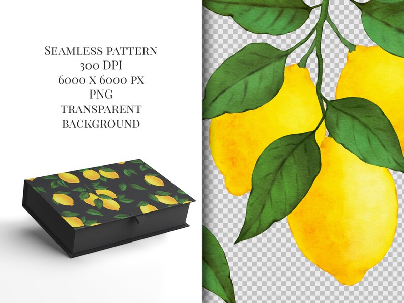 Lemon Seamless Pattern Png. Digital Paper Lemon 12x12 In. Citrus ...