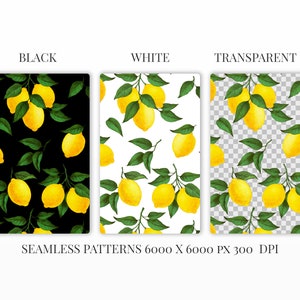 Lemon Seamless Pattern Png. Digital Paper Lemon 12x12 In. Citrus ...
