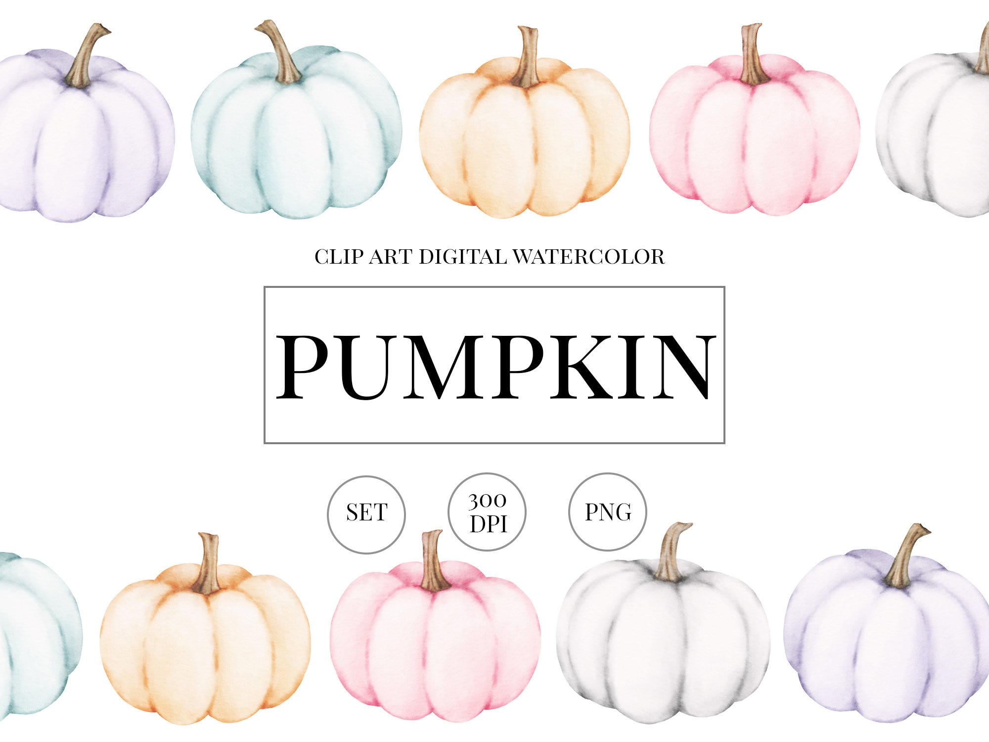 Pumpkin Fall Clipart. Boho Pumpkin Clipart Watercolor - Etsy