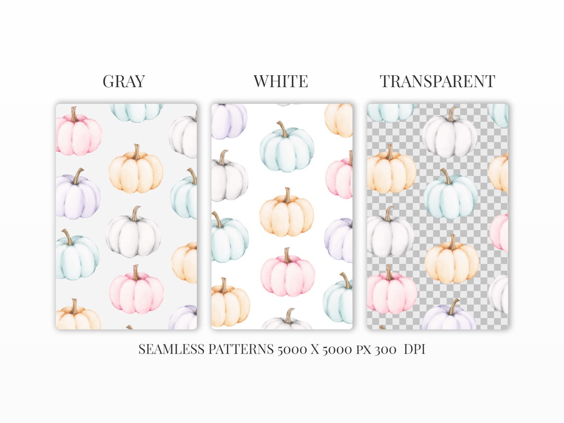 Pumpkin Seamless Pattern. Pastel Pumpkins Png Repeat Pattern. - Etsy