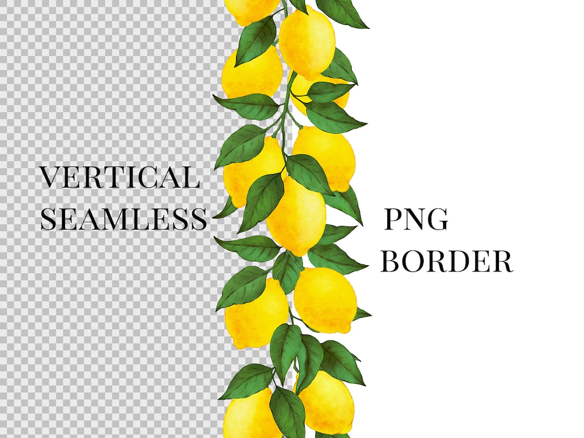 Watercolor Lemon Borders. Lemon PNG Border Digital Download. Lemon ...