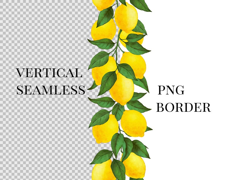 Watercolor Lemon Borders. Lemon PNG Border Digital Download. Lemon ...