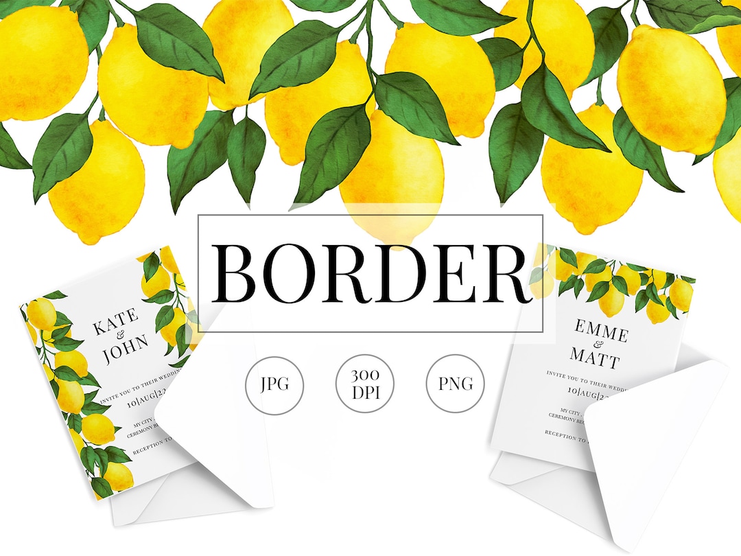 Watercolor Lemon Borders. Lemon PNG Border Digital Download. Lemon ...