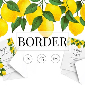 Watercolor Lemon Borders. Lemon PNG Border Digital Download. Lemon ...