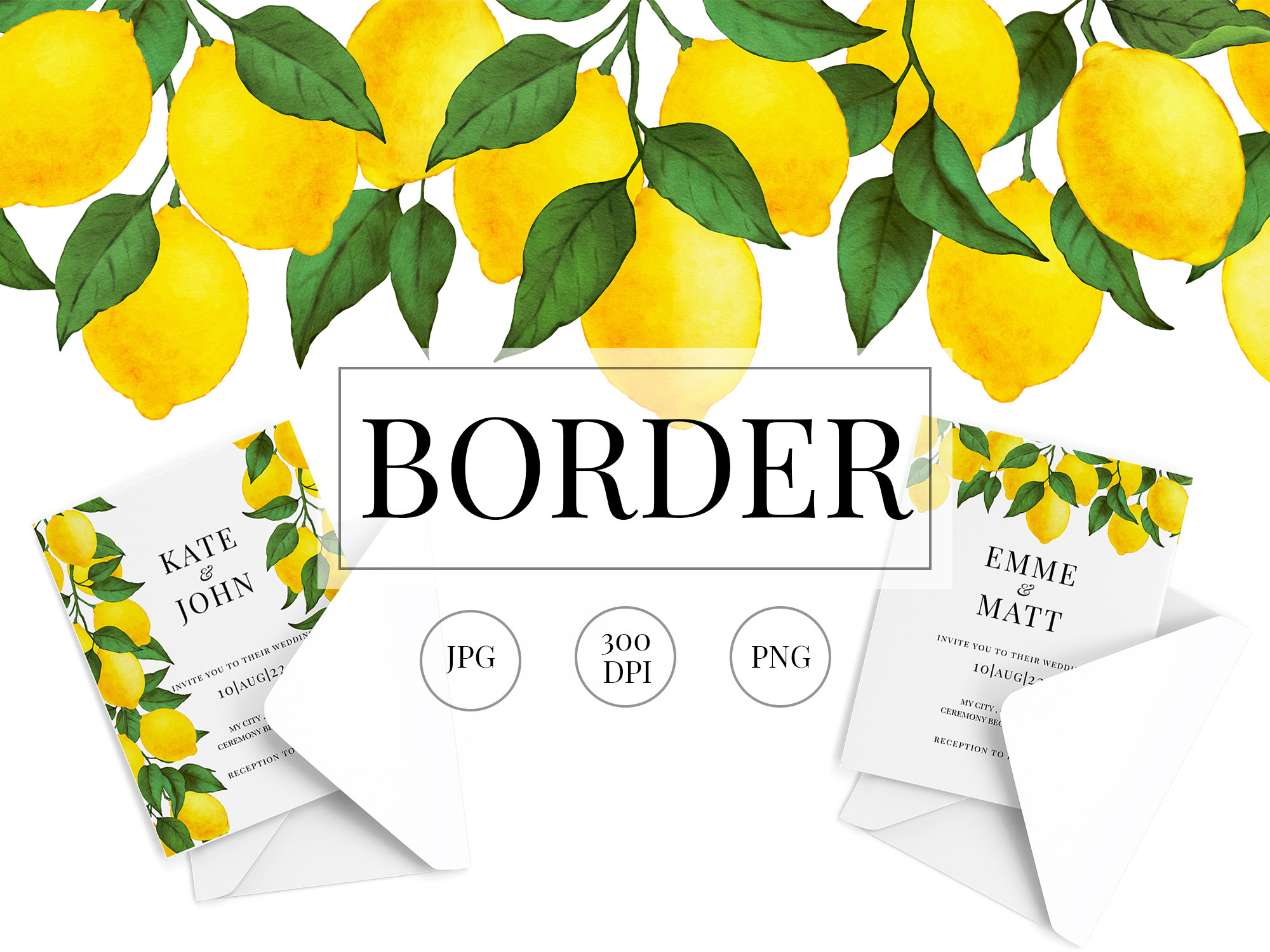 Watercolor Lemon Borders. Lemon PNG Border Digital Download. Lemon ...