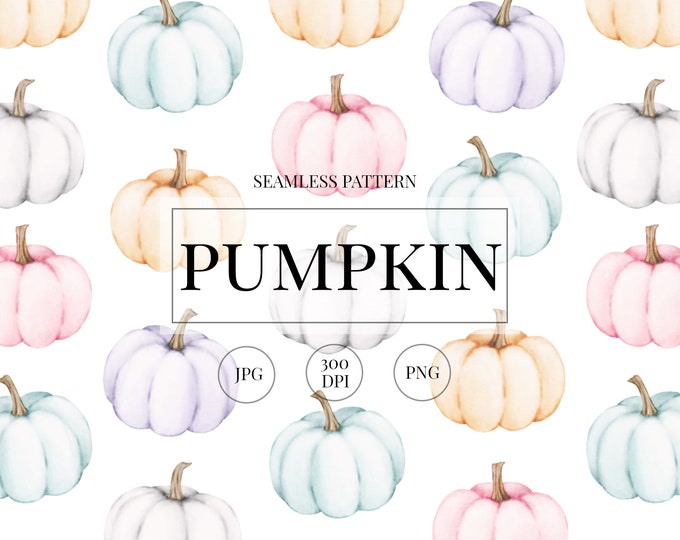 Pumpkin Fall Clipart. Boho Pumpkin Clipart, Watercolor Pumpkin. Fall ...