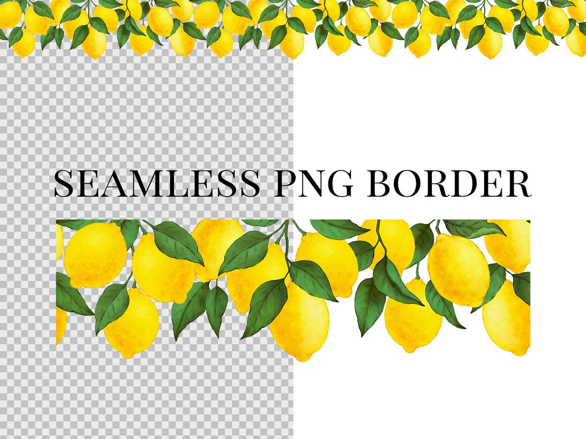 Watercolor Lemon Borders. Lemon PNG Border Digital Download. Lemon ...