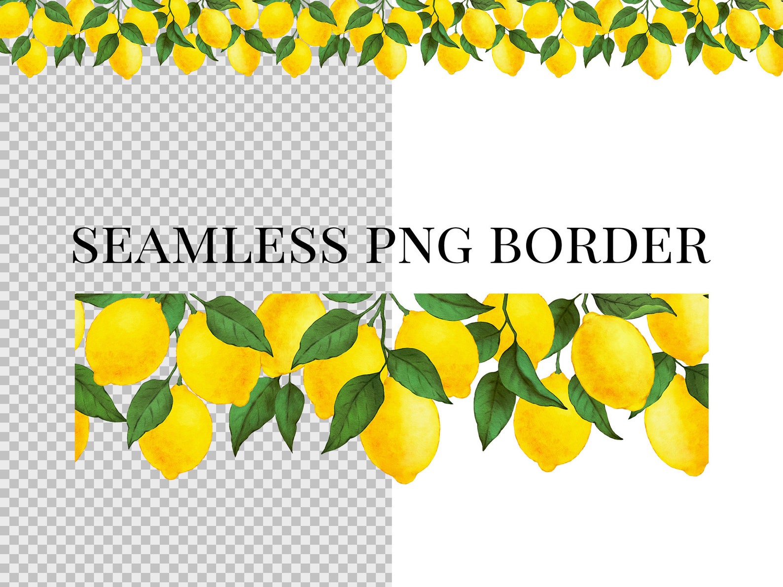 Watercolor Lemon Borders. Lemon PNG Border Digital Download. Lemon ...