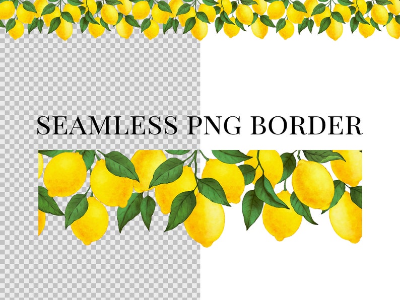 Watercolor Lemon Borders. Lemon PNG Border Digital Download. Lemon ...