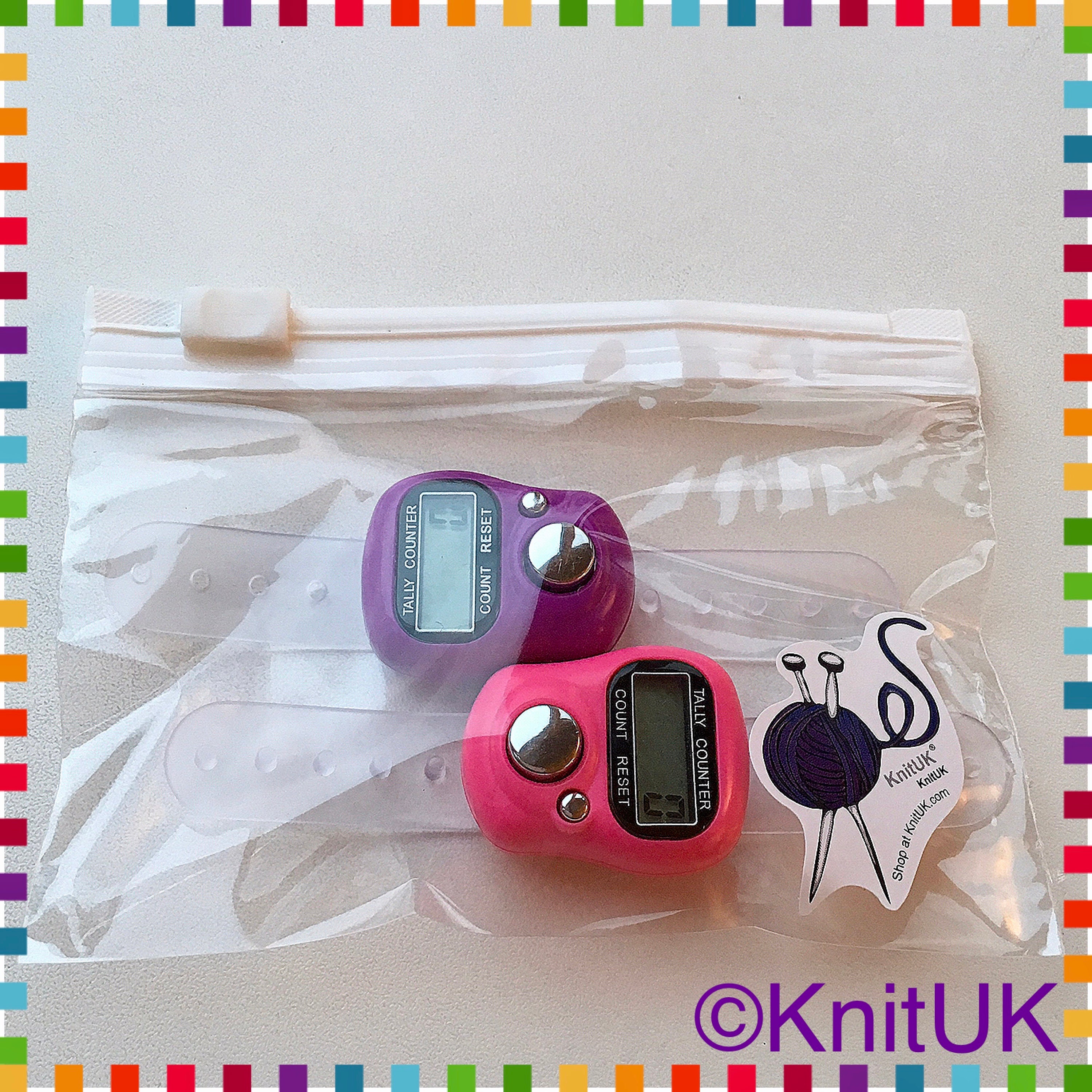 Digital Knitting Row-counter: LCD Tally Counter. 2 Pack pink & Purple ...