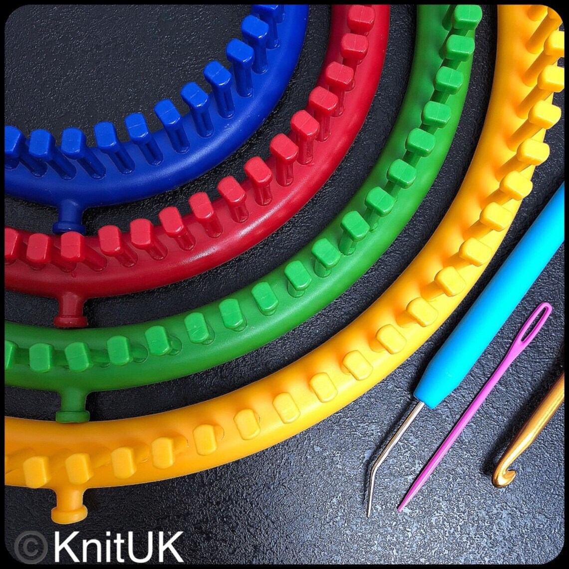 Knituk Round Knitting Loom Set of 4. All Pegs Fitted (medium Gauge). - Etsy