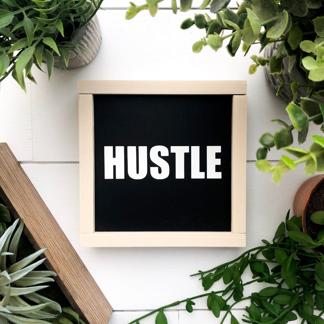 Hustle Desk Sign Motivational Decor Desk Decor - Etsy