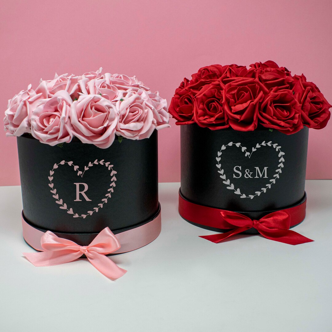 Luxury Monogram Valentines Flower Box, Gifts for Valentines, Galentines ...
