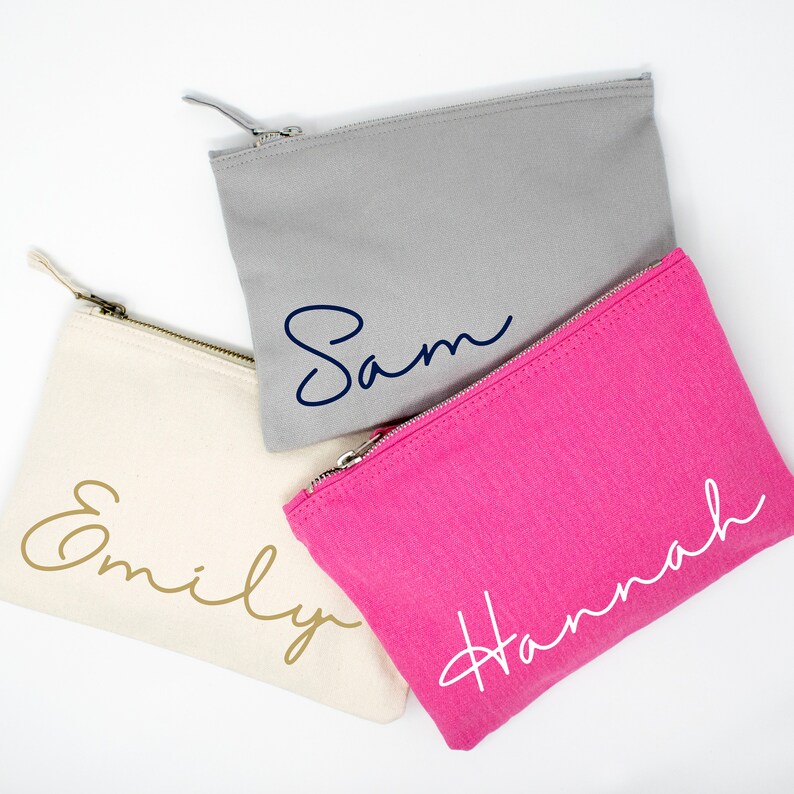 Personalized Monogram Cosmetic Makeup Bags Cursive Script | Etsy