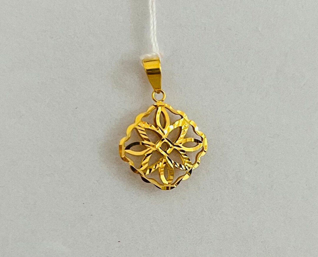 Genuine 22k Gold Shining Flower 3D Pendant 916 Gold Purity - Etsy