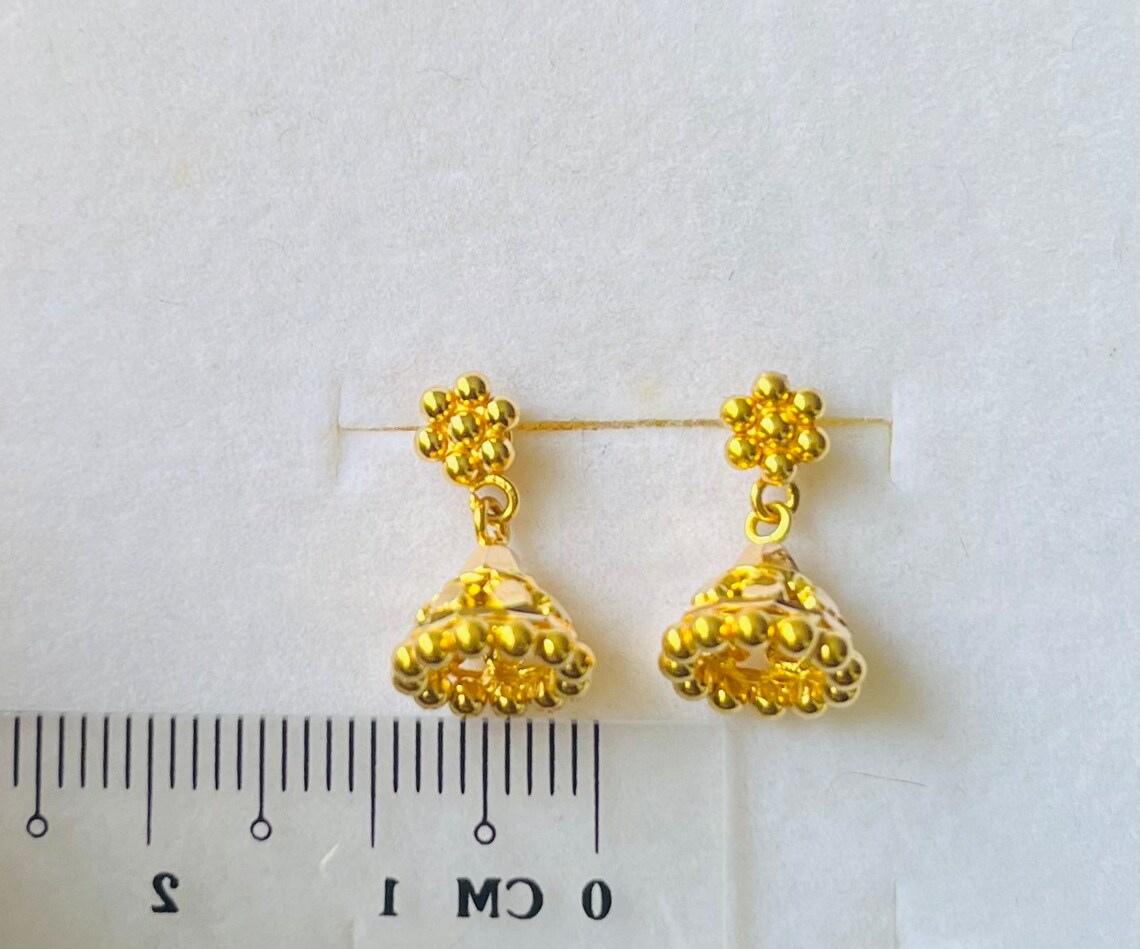 22k Gold Small Size Jimiki Dangling Solid Gold Earrings 916 - Etsy