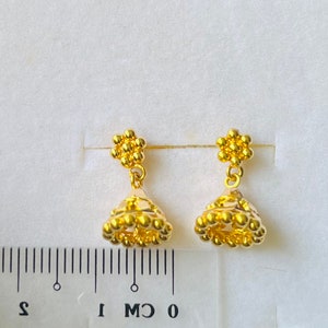 22k Gold Small Size Jimiki Dangling Solid Gold Earrings 916 Gold Jhumki ...