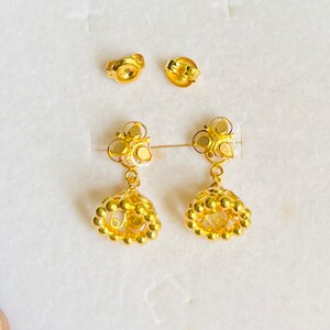 22k Gold Small Size Jimiki Dangling Solid Gold Earrings 916 Gold Jhumki ...