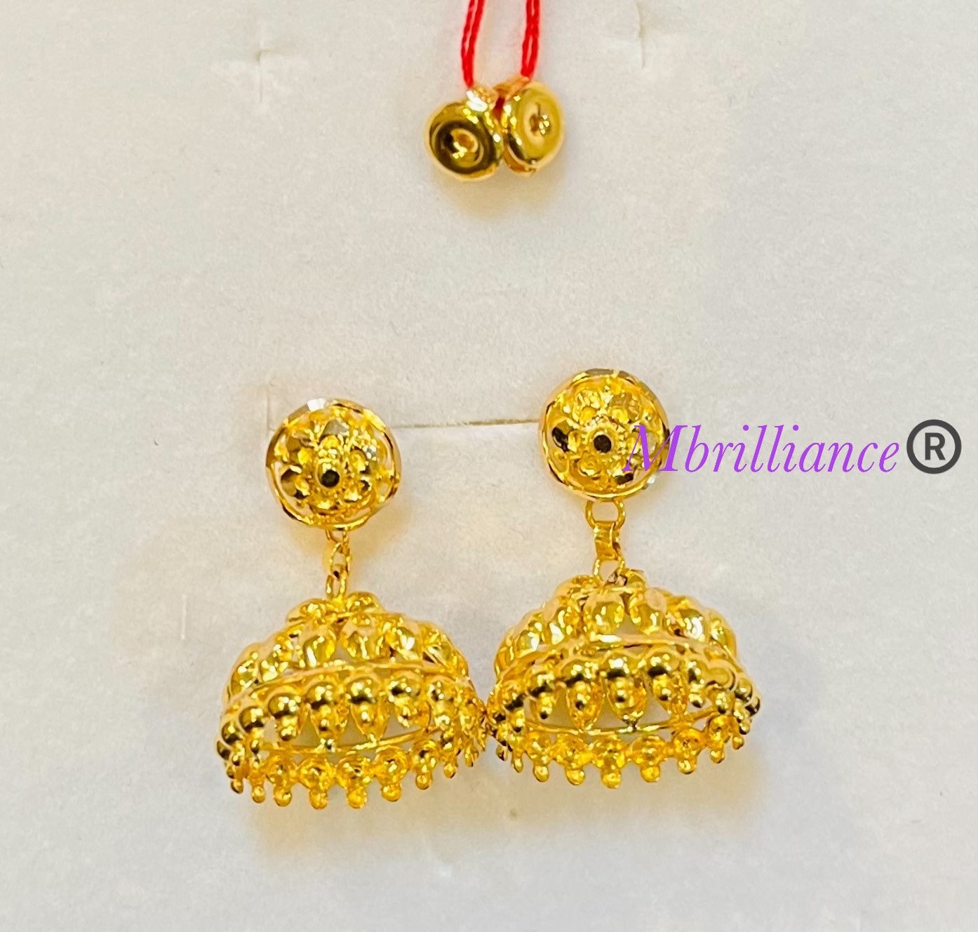 22k Pure Solid Gold Diamond Jimiki Dangling 22ct Solid Gold Earrings ...
